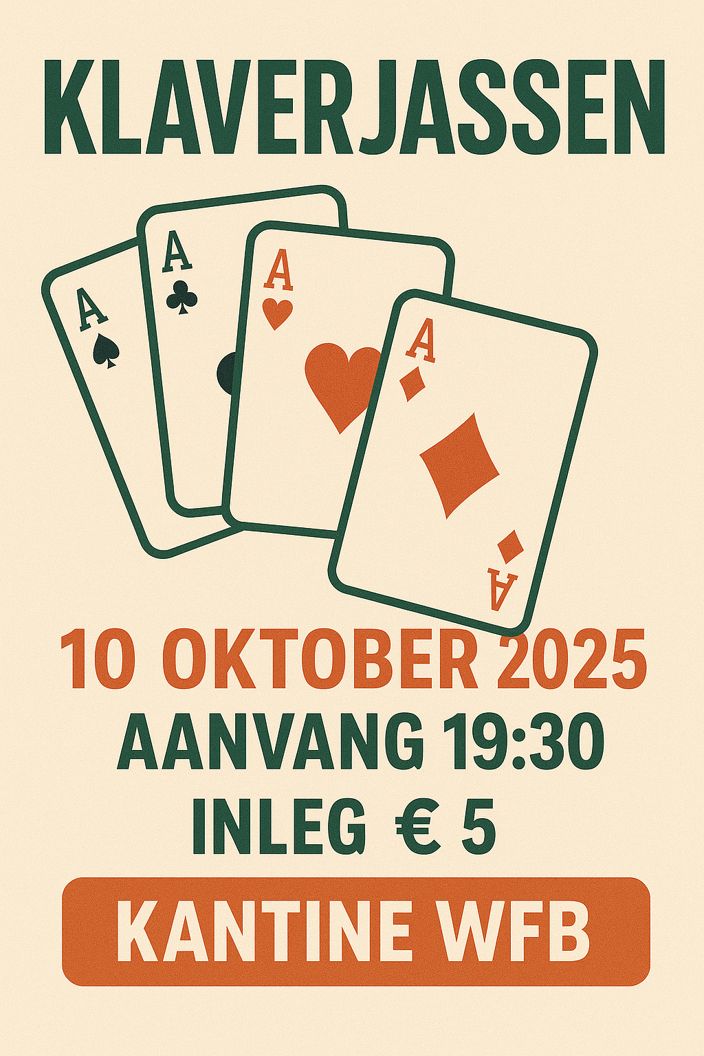 1e ronde prijsklaverjassen WFB | Voetbalvereniging WFB Ouddorp